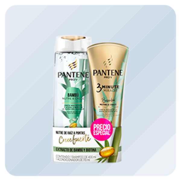 Pantene Pack Shampoo Bambu, 400 ml/Acondicionador 3 Minute Miracle Bambu 170, ml